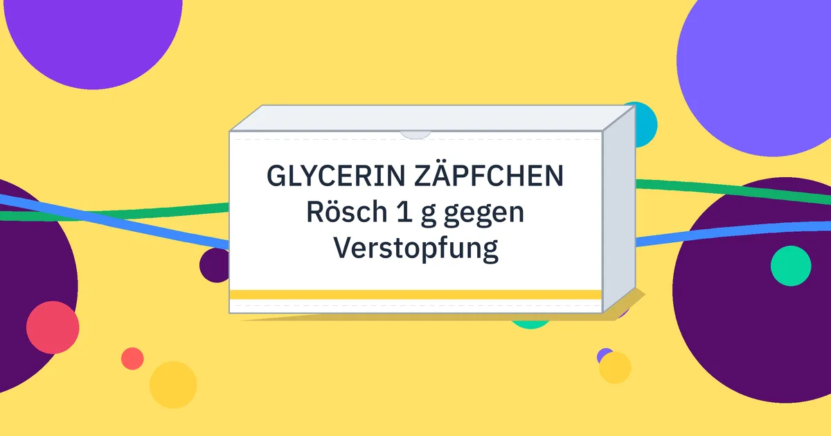 Symbolbild: Packung mit der Aufschrift GLYCERIN ZÄPFCHEN Rösch 1 g gegen Verstopfung (PZN 13889311) – Verfügbarkeit und Bezug in Apotheken in Frankfurt am Main