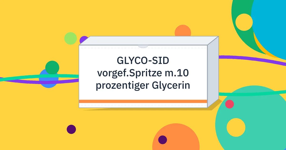 Symbolbild: Packung mit der Aufschrift GLYCO-SID vorgef.Spritze m.10 prozentiger Glycerin (PZN 16214140) – Verfügbarkeit und Bezug in Apotheken in Frankfurt am Main