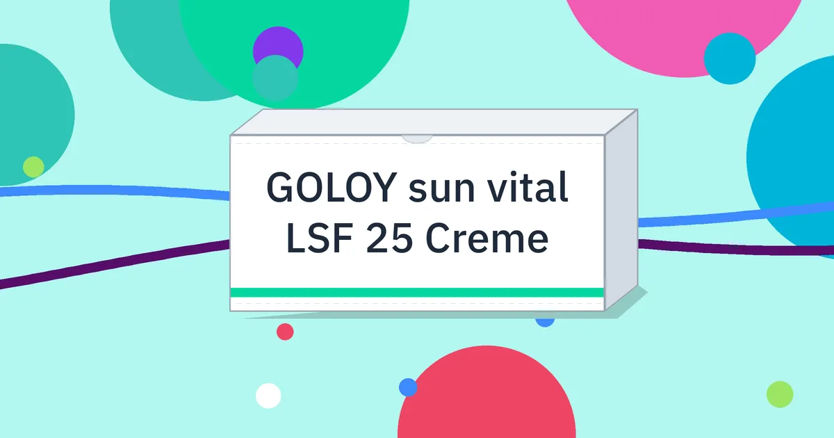 Symbolbild: Packung mit der Aufschrift GOLOY sun vital LSF 25 Creme (PZN 09937122) – Verfügbarkeit und Bezug in Apotheken in Frankfurt am Main