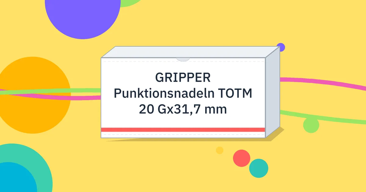 Symbolbild: Packung mit der Aufschrift GRIPPER Punktionsnadeln TOTM 20 Gx31,7 mm (PZN 06101110) – Verfügbarkeit und Bezug in Apotheken in Frankfurt am Main