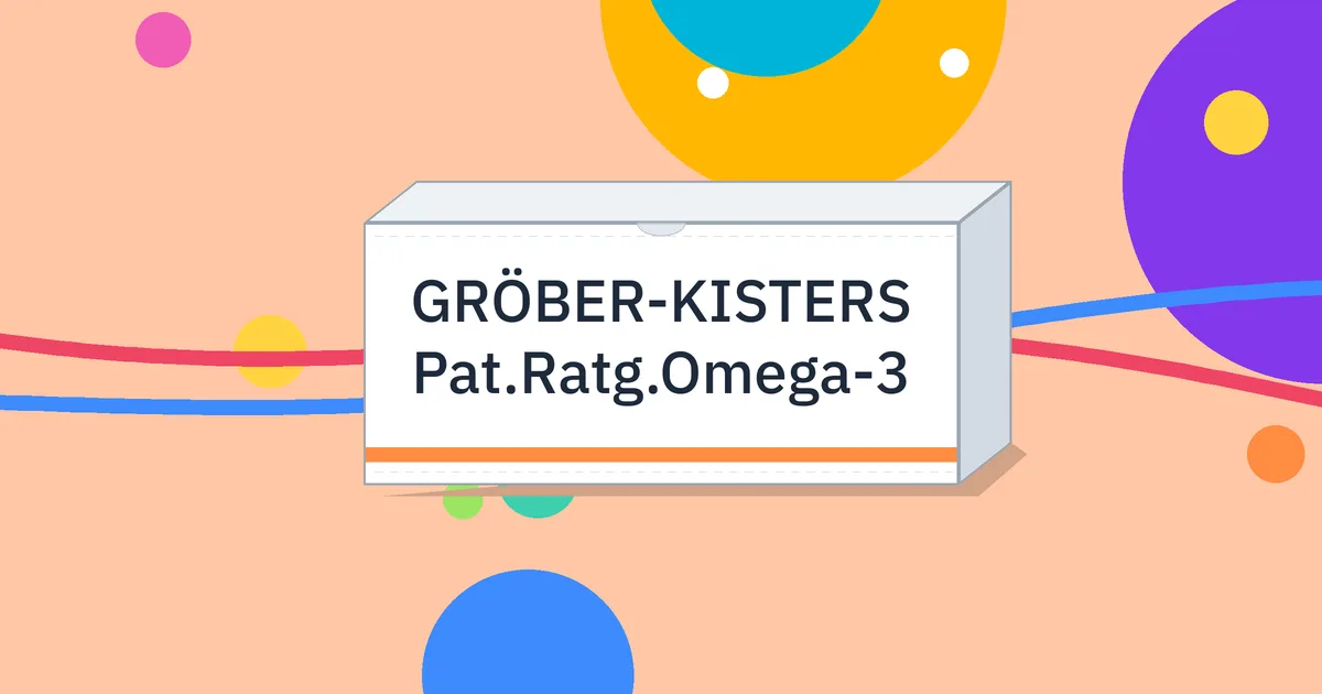 Symbolbild: Packung mit der Aufschrift GRÖBER-KISTERS Pat.Ratg.Omega-3 (PZN 15241293) – Verfügbarkeit und Bezug in Apotheken in Frankfurt am Main