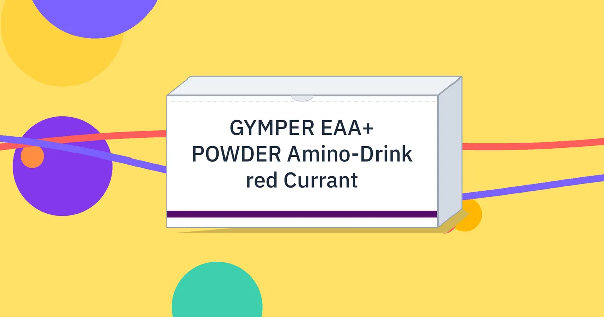 Symbolbild: Packung mit der Aufschrift GYMPER EAA+ POWDER Amino-Drink red Currant (PZN 15623557) – Verfügbarkeit und Bezug in Apotheken in Frankfurt am Main
