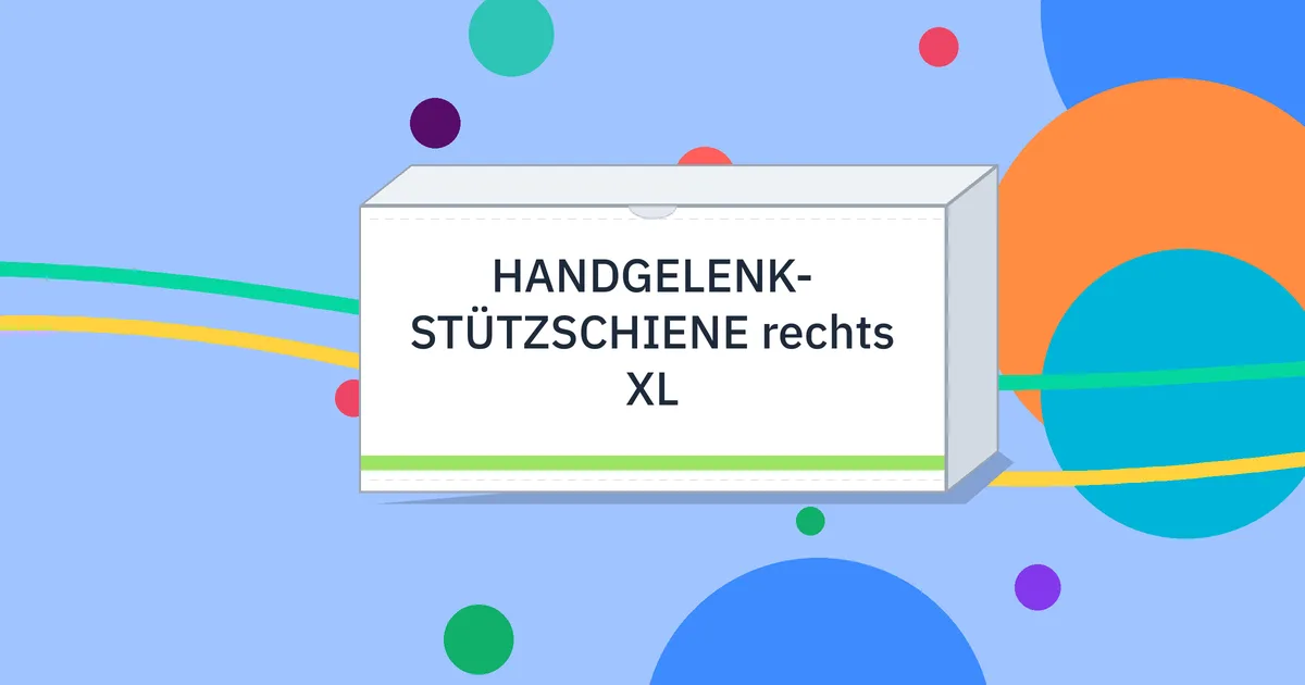 Symbolbild: Packung mit der Aufschrift HANDGELENK-STÜTZSCHIENE rechts XL (PZN 19070204) – Verfügbarkeit und Bezug in Apotheken in Frankfurt am Main