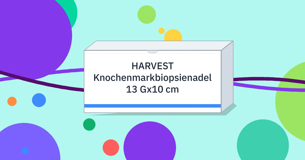 Symbolbild: Packung mit der Aufschrift HARVEST Knochenmarkbiopsienadel 13 Gx10 cm (PZN 06124507) – Verfügbarkeit und Bezug in Apotheken in Frankfurt am Main
