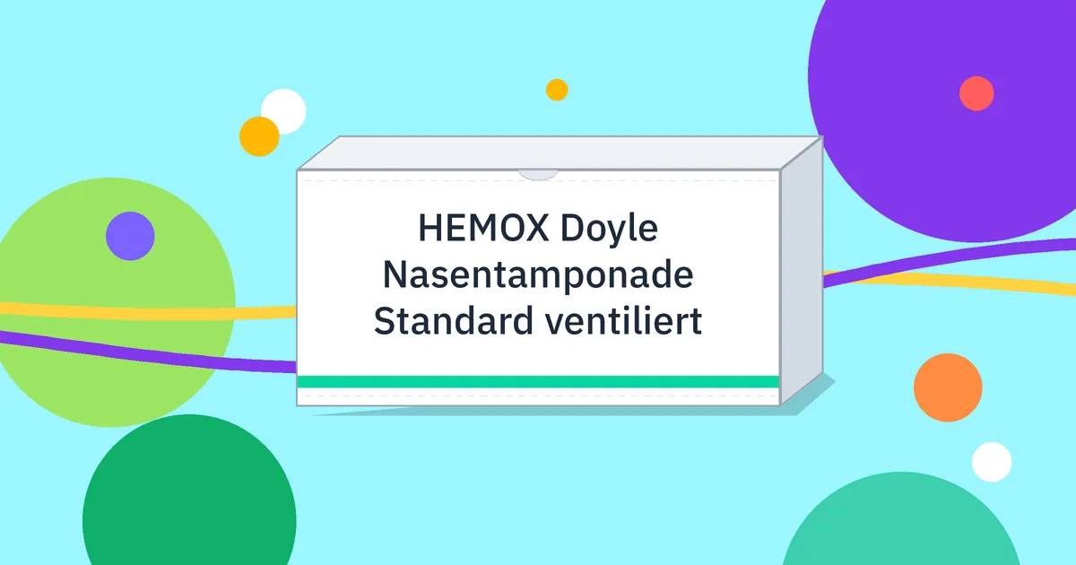 Symbolbild: Packung mit der Aufschrift HEMOX Doyle Nasentamponade Standard ventiliert (PZN 06592527) – Verfügbarkeit und Bezug in Apotheken in Frankfurt am Main