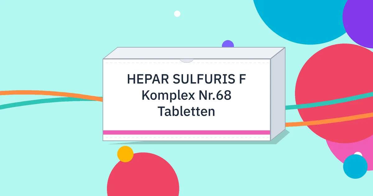 Symbolbild: Packung mit der Aufschrift HEPAR SULFURIS F Komplex Nr.68 Tabletten (PZN 01012927) – Verfügbarkeit und Bezug in Apotheken in Frankfurt am Main