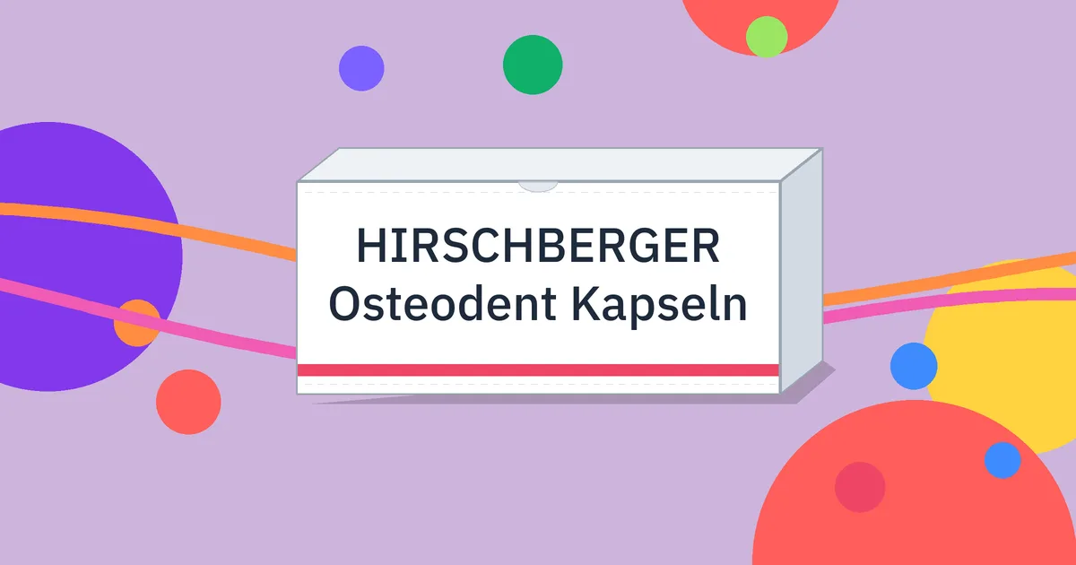 Symbolbild: Packung mit der Aufschrift HIRSCHBERGER Osteodent Kapseln (PZN 09476589) – Verfügbarkeit und Bezug in Apotheken in Frankfurt am Main
