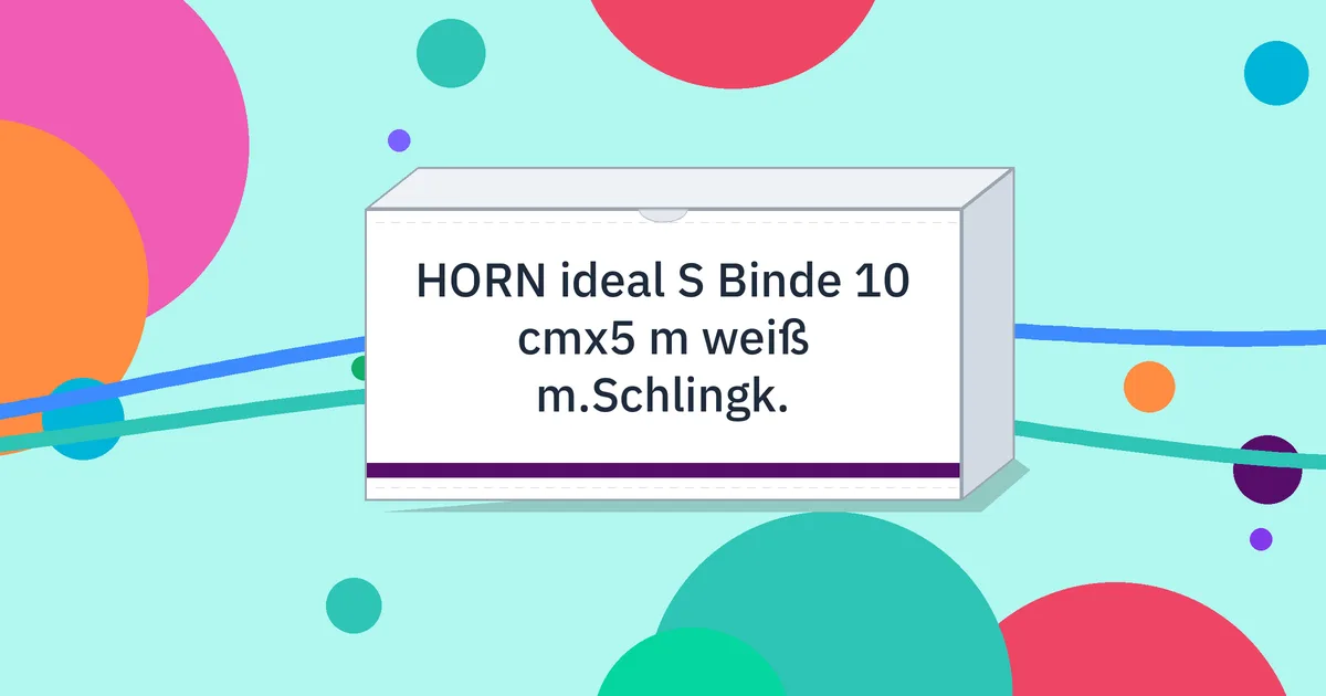Symbolbild: Packung mit der Aufschrift HORN ideal S Binde 10 cmx5 m weiß m.Schlingk. (PZN 04635623) – Verfügbarkeit und Bezug in Apotheken in Frankfurt am Main