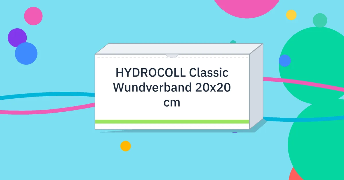 Symbolbild: Packung mit der Aufschrift HYDROCOLL Classic Wundverband 20x20 cm (PZN 19851114) – Verfügbarkeit und Bezug in Apotheken in Frankfurt am Main