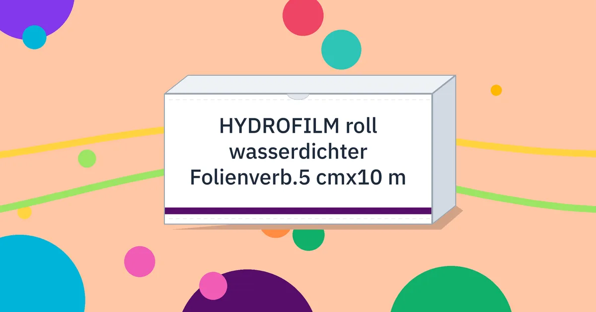 Symbolbild: Packung mit der Aufschrift HYDROFILM roll wasserdichter Folienverb.5 cmx10 m (PZN 03535925) – Verfügbarkeit und Bezug in Apotheken in Frankfurt am Main