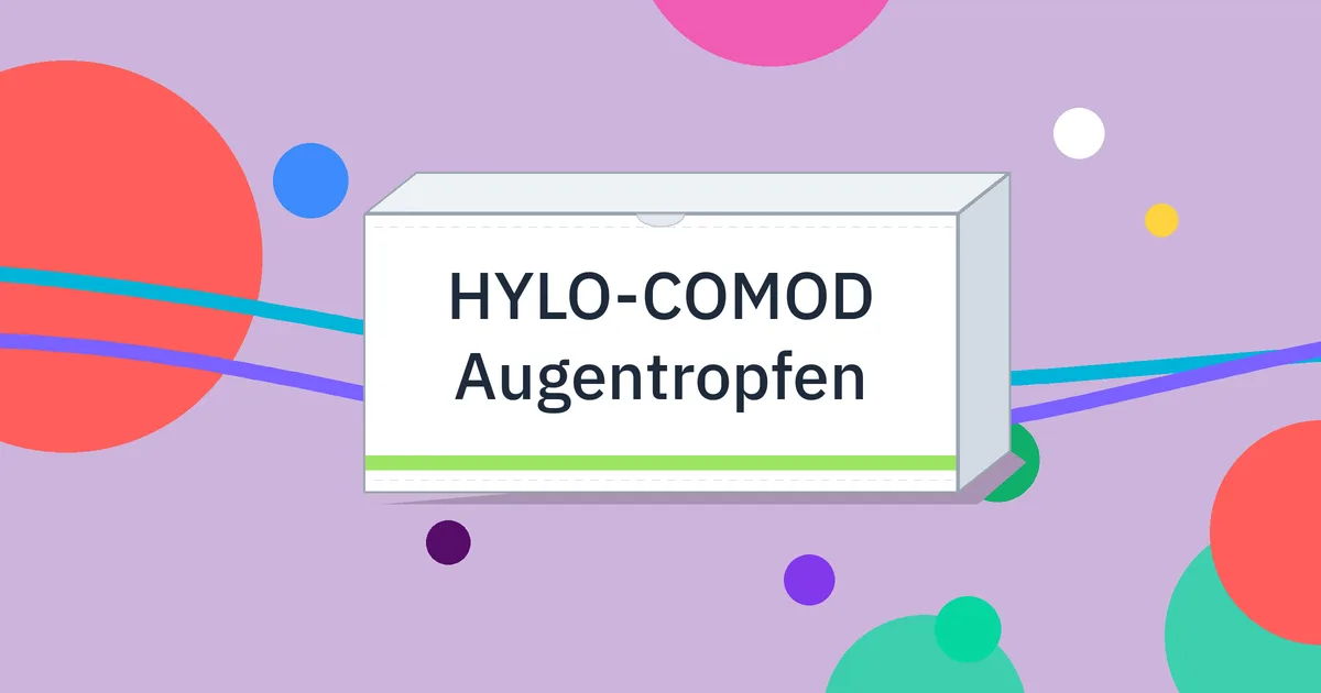 Symbolbild: Packung mit der Aufschrift HYLO-COMOD Augentropfen (PZN 18674911) – Verfügbarkeit und Bezug in Apotheken in Frankfurt am Main