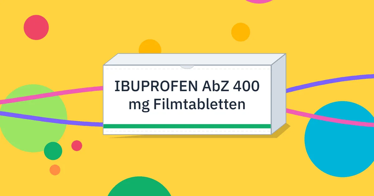 Symbolbild: Packung mit der Aufschrift IBUPROFEN AbZ 400 mg Filmtabletten (PZN 01016084) – Verfügbarkeit und Bezug in Apotheken in Frankfurt am Main