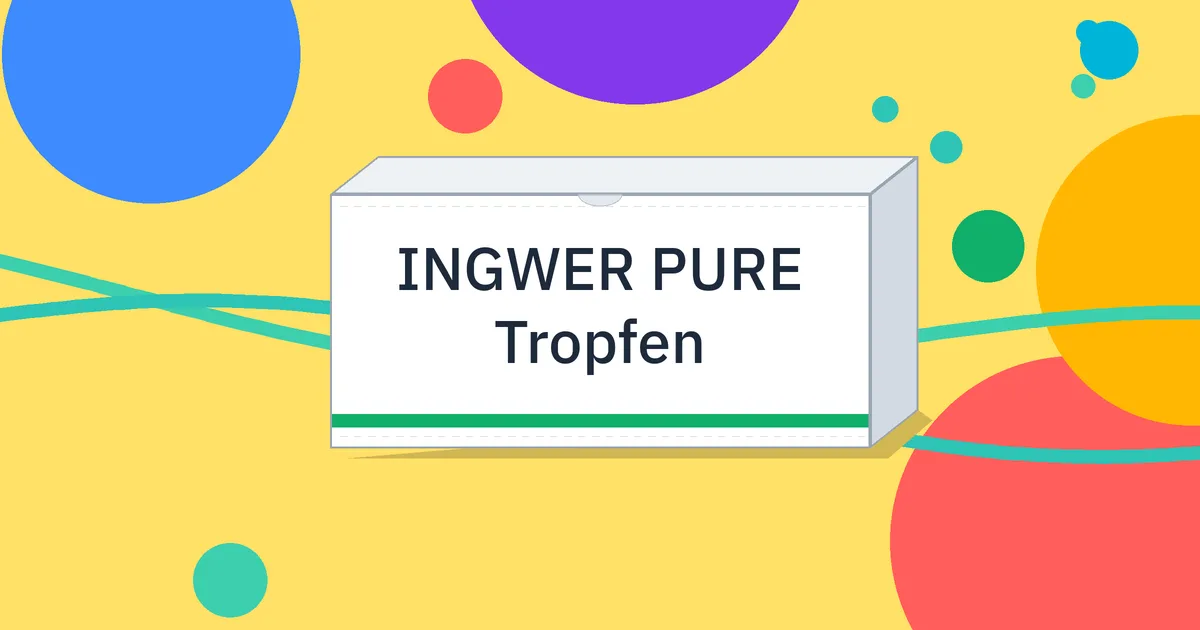 Symbolbild: Packung mit der Aufschrift INGWER PURE Tropfen (PZN 09303268) – Verfügbarkeit und Bezug in Apotheken in Frankfurt am Main