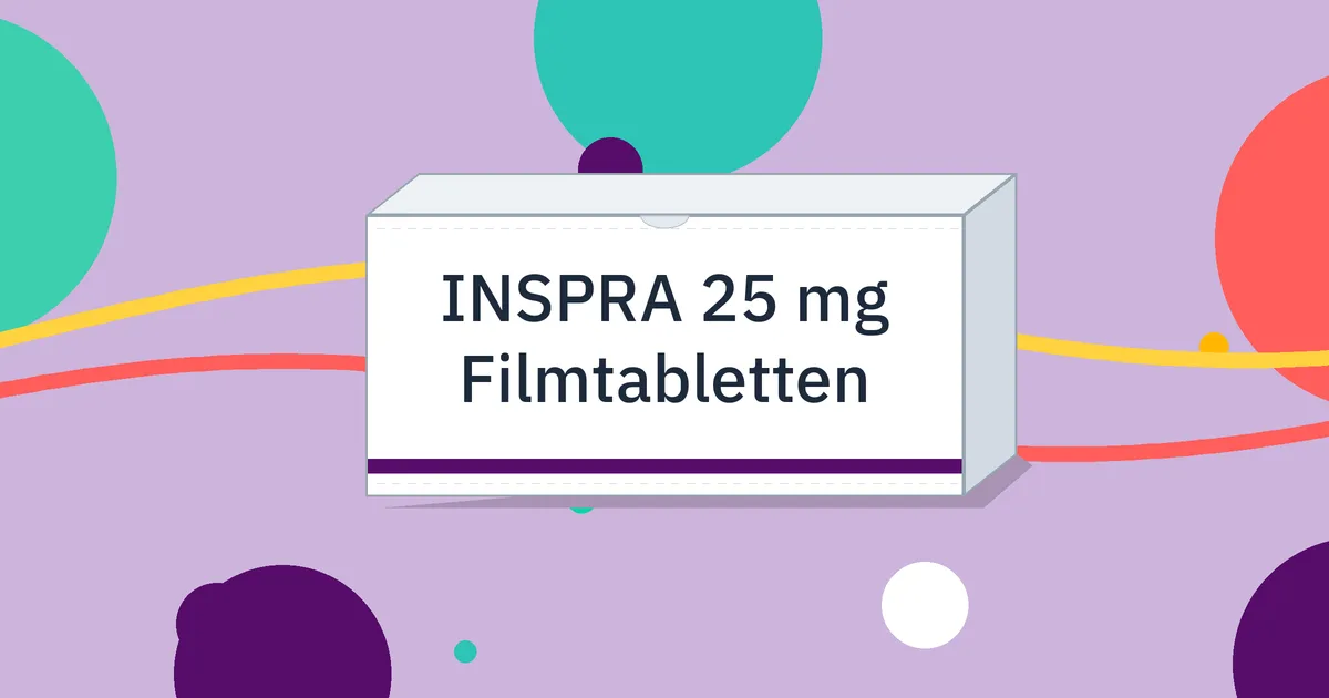 Symbolbild: Packung mit der Aufschrift INSPRA 25 mg Filmtabletten (PZN 11149024) – Verfügbarkeit und Bezug in Apotheken in Frankfurt am Main