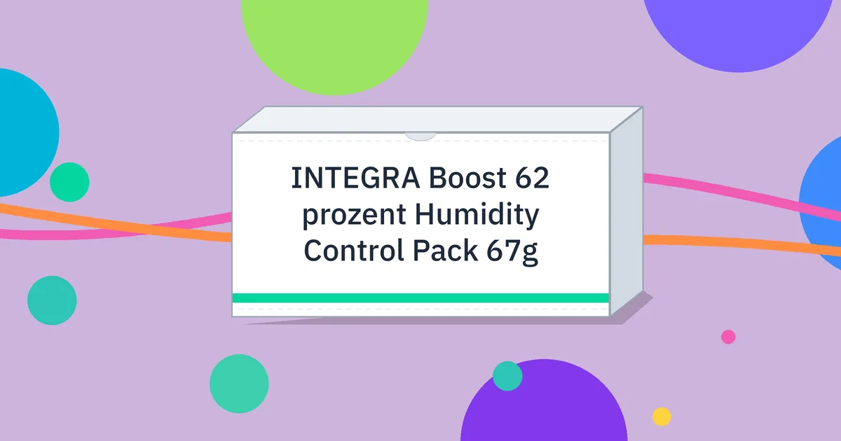 Symbolbild: Packung mit der Aufschrift INTEGRA Boost 62 prozent Humidity Control Pack 67g (PZN 20110914) – Verfügbarkeit und Bezug in Apotheken in Frankfurt am Main