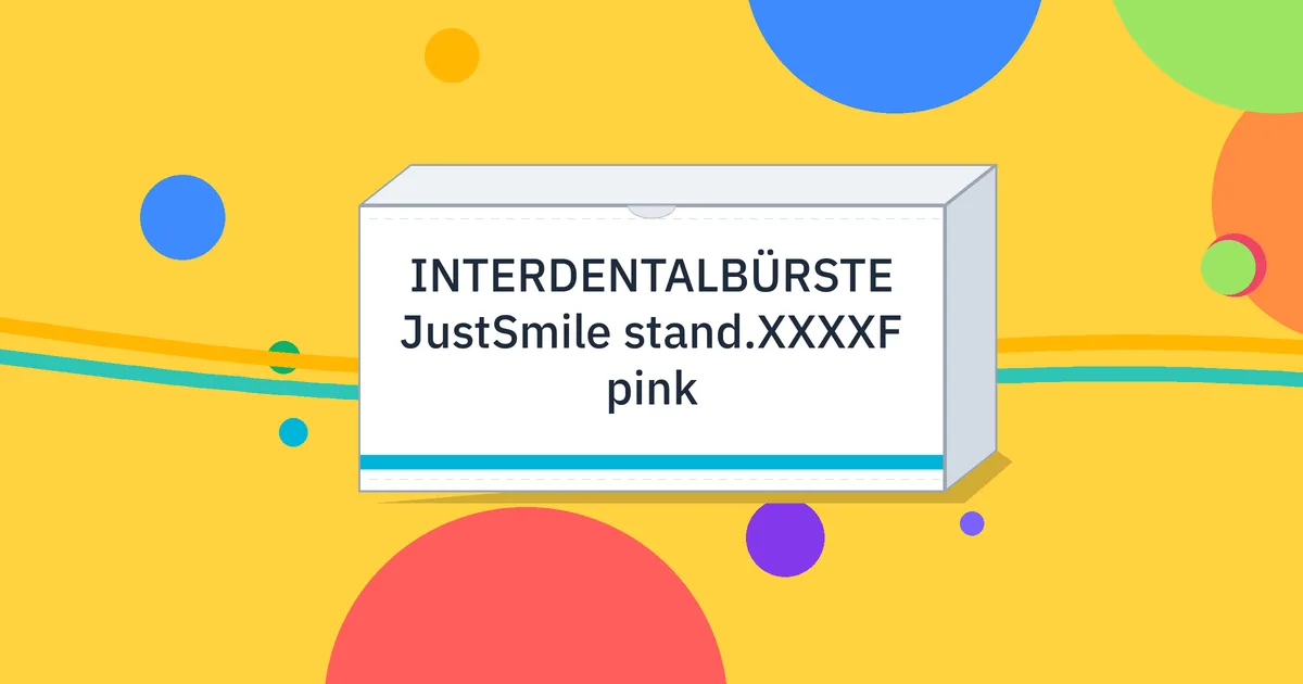 Symbolbild: Packung mit der Aufschrift INTERDENTALBÜRSTE JustSmile stand.XXXXF pink (PZN 09768441) – Verfügbarkeit und Bezug in Apotheken in Frankfurt am Main