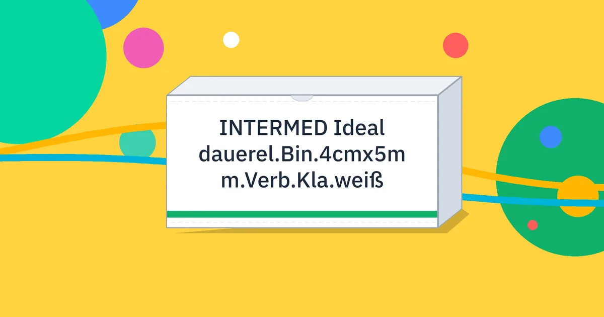Symbolbild: Packung mit der Aufschrift INTERMED Ideal dauerel.Bin.4cmx5m m.Verb.Kla.weiß (PZN 19626498) – Verfügbarkeit und Bezug in Apotheken in Frankfurt am Main