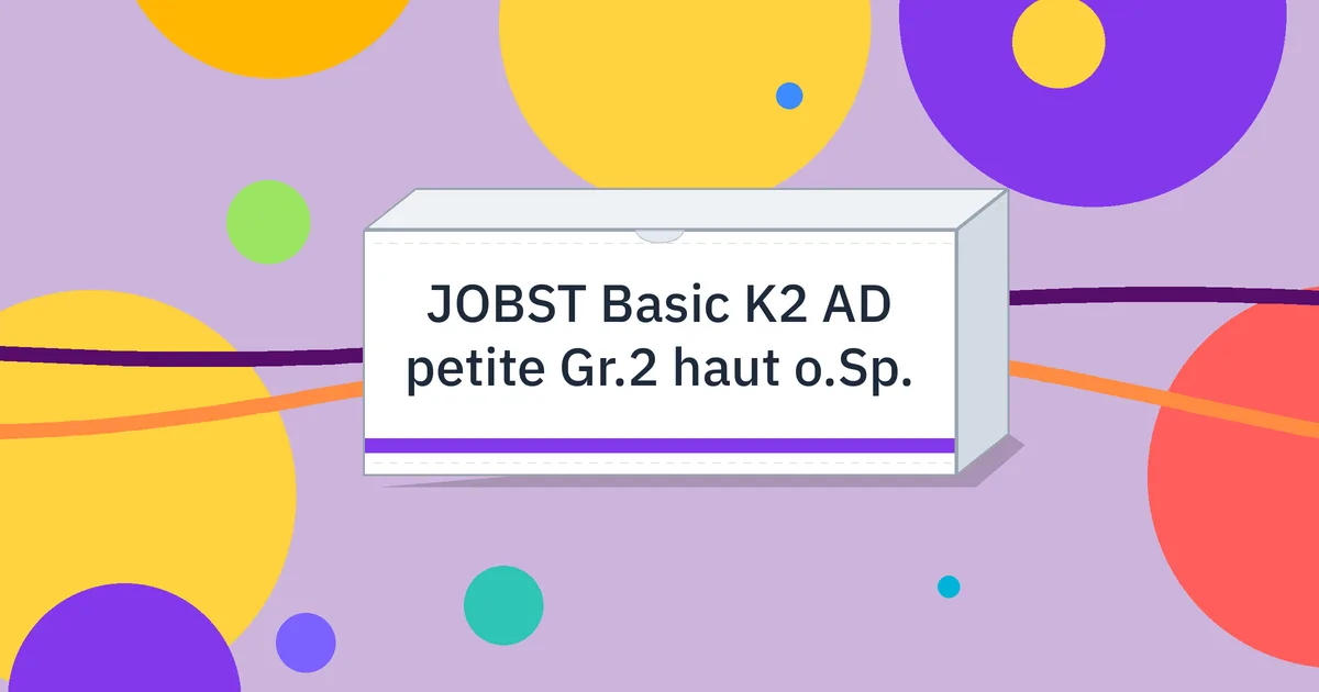 Symbolbild: Packung mit der Aufschrift JOBST Basic K2 AD petite Gr.2 haut o.Sp. (PZN 11249211) – Verfügbarkeit und Bezug in Apotheken in Frankfurt am Main
