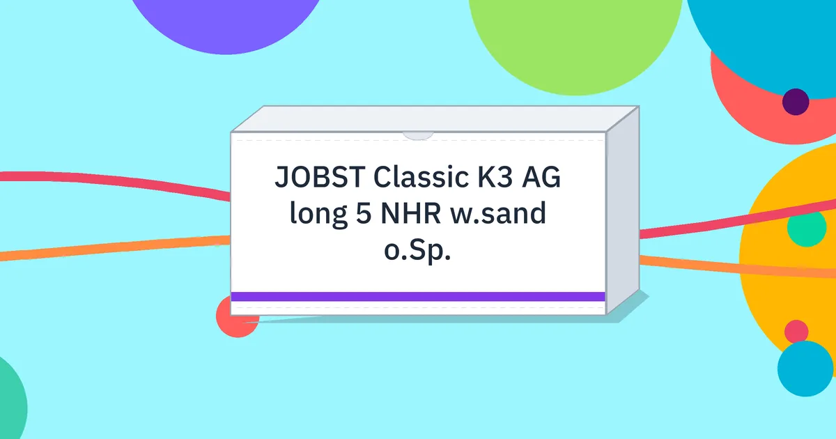 Symbolbild: Packung mit der Aufschrift JOBST Classic K3 AG long 5 NHR w.sand o.Sp. (PZN 13072366) – Verfügbarkeit und Bezug in Apotheken in Frankfurt am Main