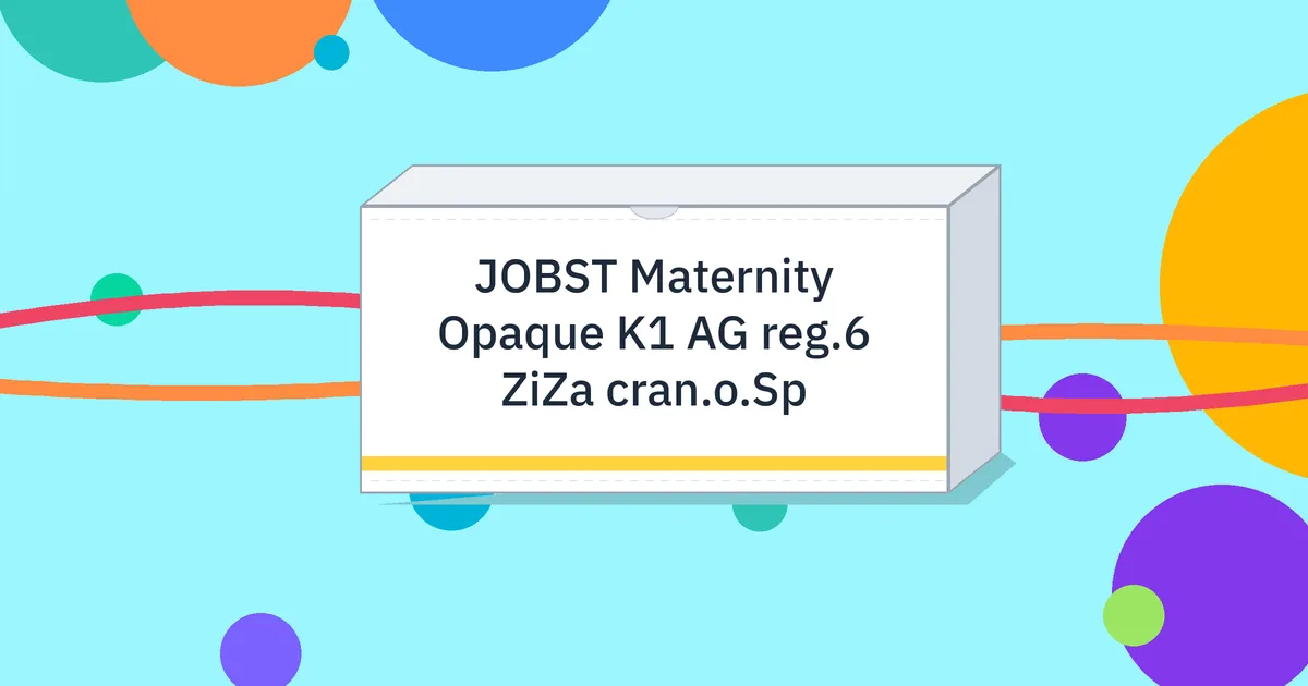 Symbolbild: Packung mit der Aufschrift JOBST Maternity Opaque K1 AG reg.6 ZiZa cran.o.Sp (PZN 15856965) – Verfügbarkeit und Bezug in Apotheken in Frankfurt am Main
