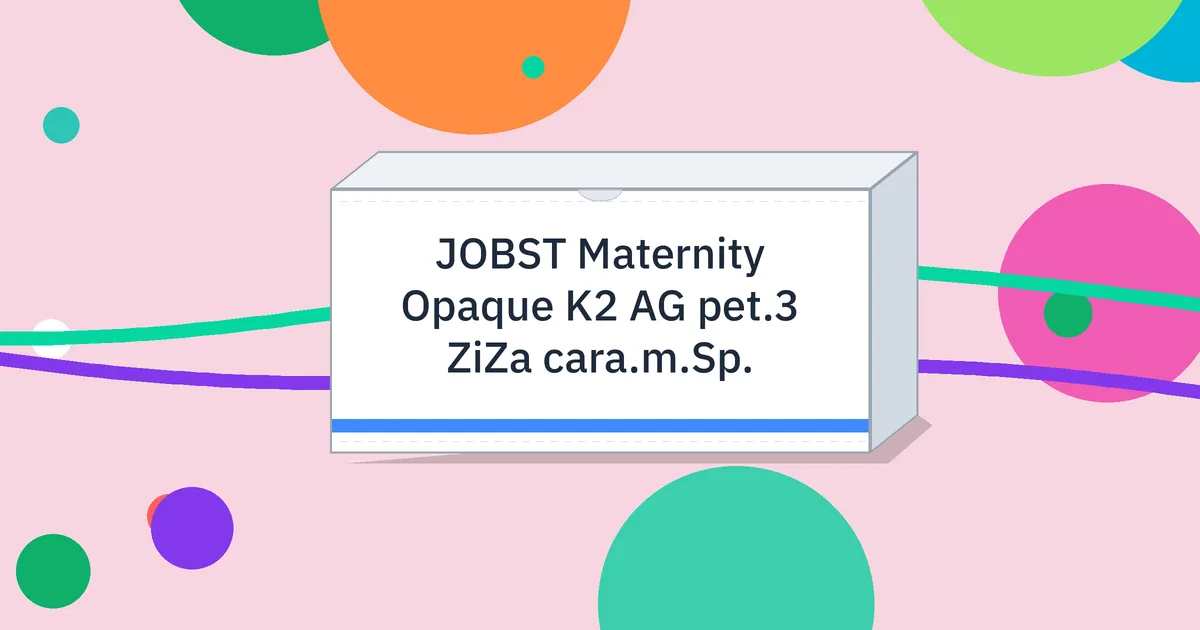 Symbolbild: Packung mit der Aufschrift JOBST Maternity Opaque K2 AG pet.3 ZiZa cara.m.Sp. (PZN 15851459) – Verfügbarkeit und Bezug in Apotheken in Frankfurt am Main