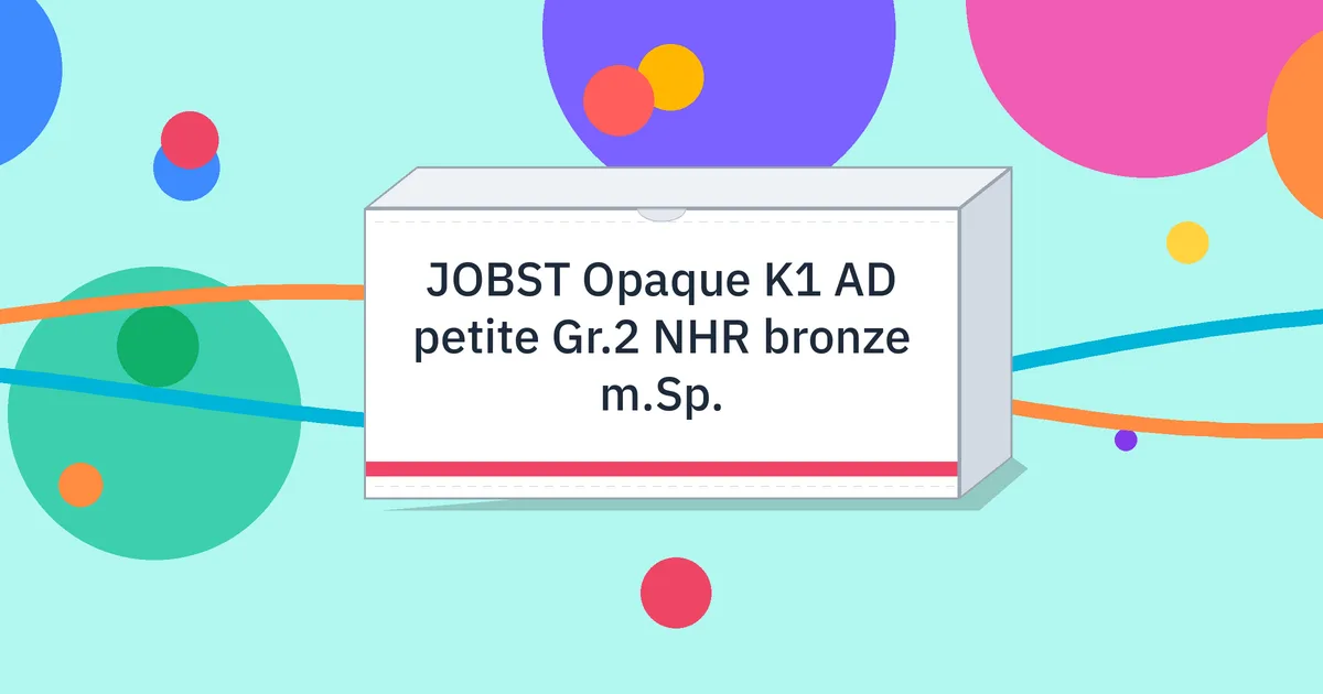 Symbolbild: Packung mit der Aufschrift JOBST Opaque K1 AD petite Gr.2 NHR bronze m.Sp. (PZN 13078765) – Verfügbarkeit und Bezug in Apotheken in Frankfurt am Main