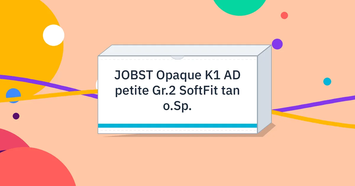 Symbolbild: Packung mit der Aufschrift JOBST Opaque K1 AD petite Gr.2 SoftFit tan o.Sp. (PZN 16264215) – Verfügbarkeit und Bezug in Apotheken in Frankfurt am Main