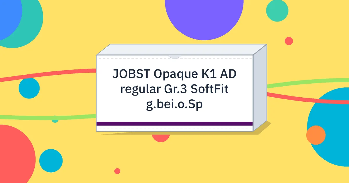 Symbolbild: Packung mit der Aufschrift JOBST Opaque K1 AD regular Gr.3 SoftFit g.bei.o.Sp (PZN 16262771) – Verfügbarkeit und Bezug in Apotheken in Frankfurt am Main