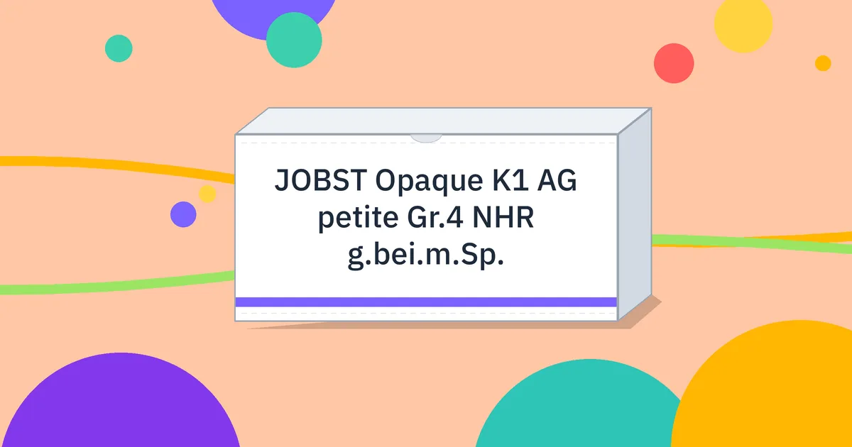 Symbolbild: Packung mit der Aufschrift JOBST Opaque K1 AG petite Gr.4 NHR g.bei.m.Sp. (PZN 16268851) – Verfügbarkeit und Bezug in Apotheken in Frankfurt am Main