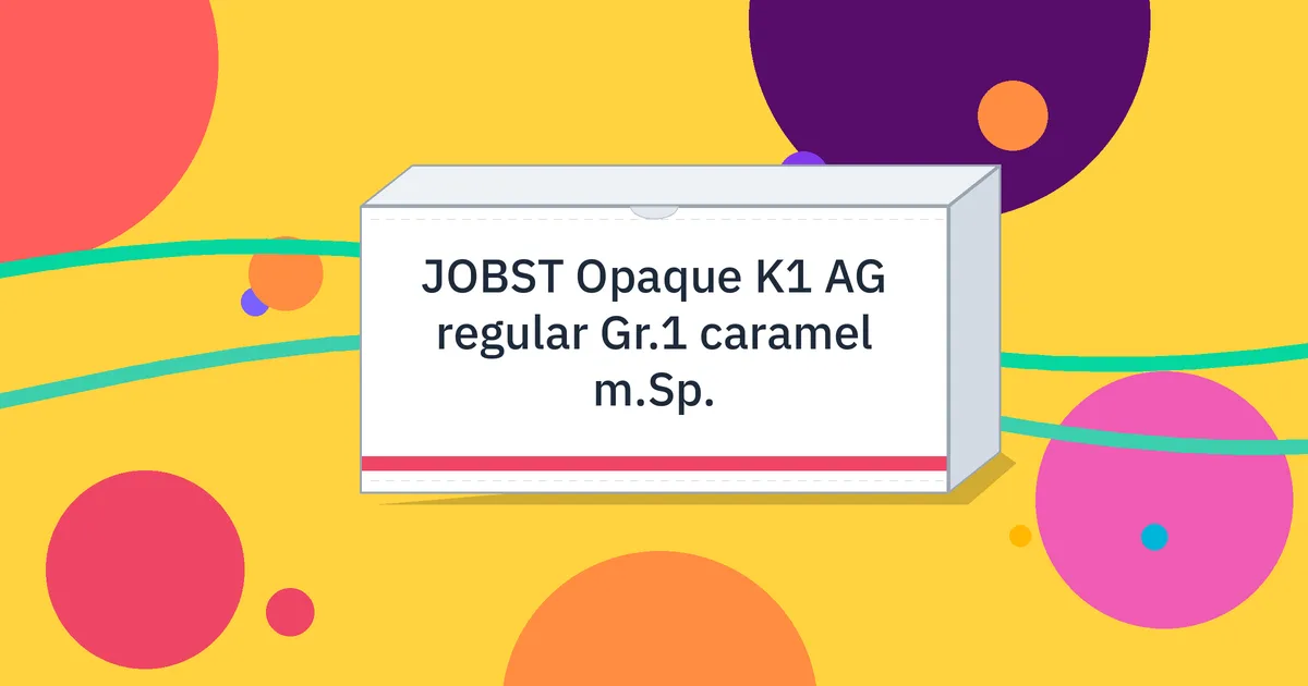 Symbolbild: Packung mit der Aufschrift JOBST Opaque K1 AG regular Gr.1 caramel m.Sp. (PZN 13090370) – Verfügbarkeit und Bezug in Apotheken in Frankfurt am Main