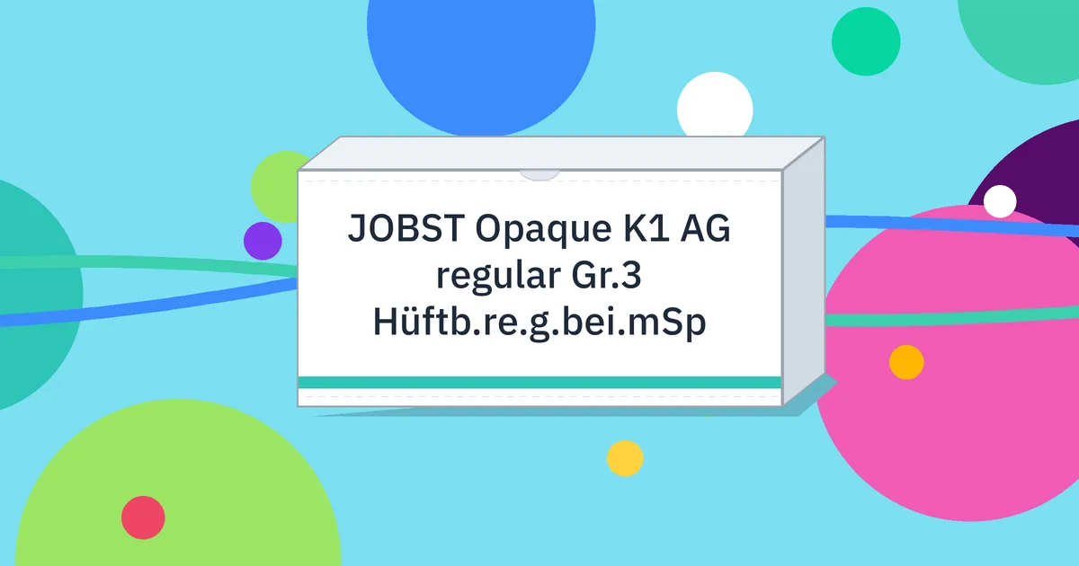 Symbolbild: Packung mit der Aufschrift JOBST Opaque K1 AG regular Gr.3 Hüftb.re.g.bei.mSp (PZN 16272232) – Verfügbarkeit und Bezug in Apotheken in Frankfurt am Main