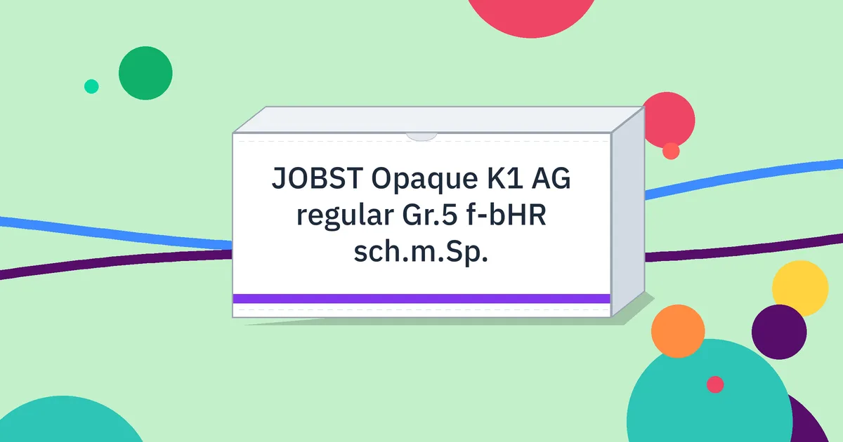 Symbolbild: Packung mit der Aufschrift JOBST Opaque K1 AG regular Gr.5 f-bHR sch.m.Sp. (PZN 13090795) – Verfügbarkeit und Bezug in Apotheken in Frankfurt am Main