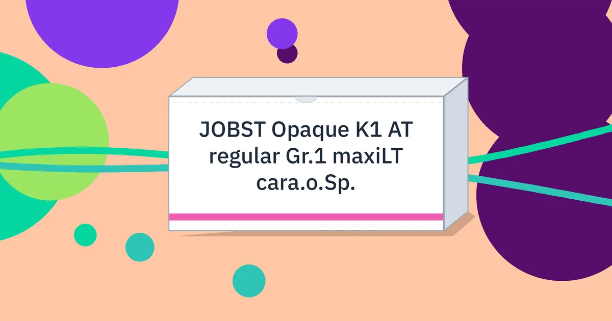 Symbolbild: Packung mit der Aufschrift JOBST Opaque K1 AT regular Gr.1 maxiLT cara.o.Sp. (PZN 13106438) – Verfügbarkeit und Bezug in Apotheken in Frankfurt am Main