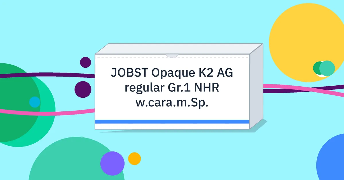 Symbolbild: Packung mit der Aufschrift JOBST Opaque K2 AG regular Gr.1 NHR w.cara.m.Sp. (PZN 11253537) – Verfügbarkeit und Bezug in Apotheken in Frankfurt am Main