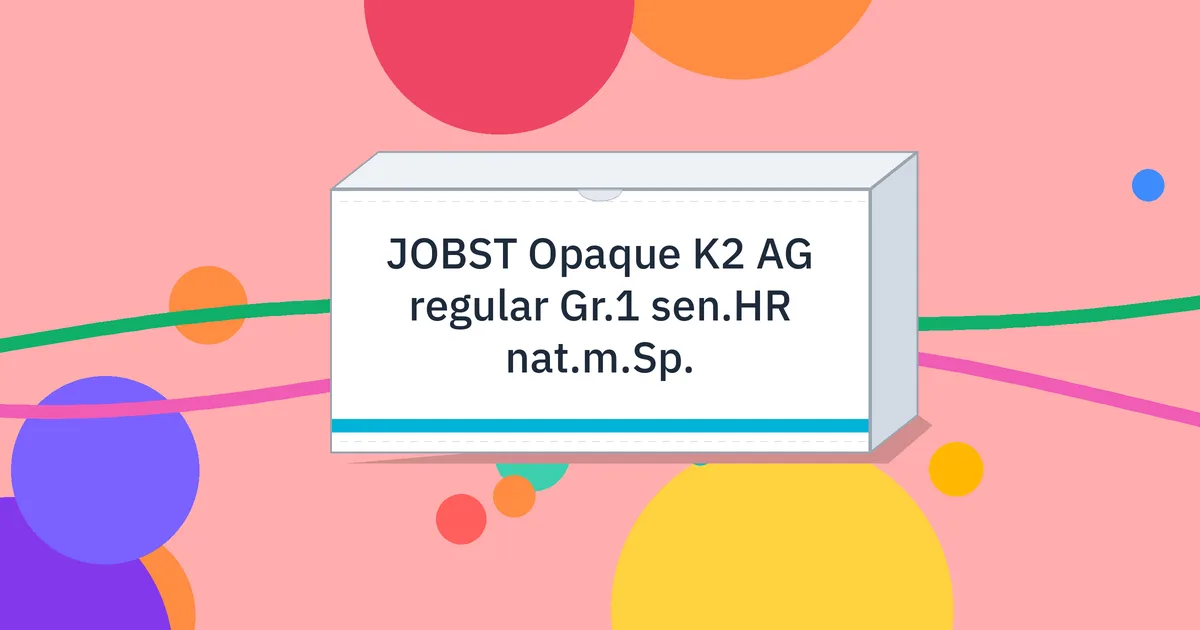 Symbolbild: Packung mit der Aufschrift JOBST Opaque K2 AG regular Gr.1 sen.HR nat.m.Sp. (PZN 12142490) – Verfügbarkeit und Bezug in Apotheken in Frankfurt am Main