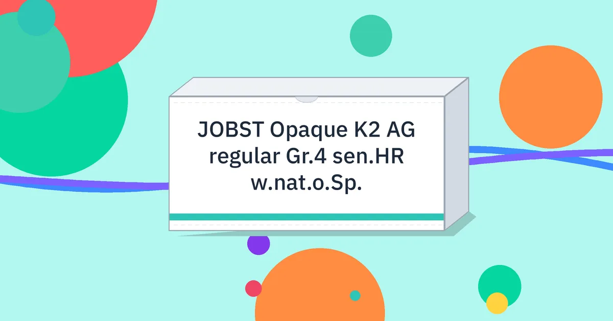Symbolbild: Packung mit der Aufschrift JOBST Opaque K2 AG regular Gr.4 sen.HR w.nat.o.Sp. (PZN 11254413) – Verfügbarkeit und Bezug in Apotheken in Frankfurt am Main