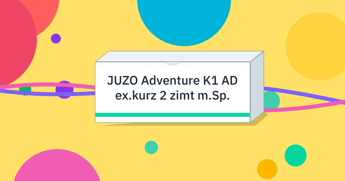 Symbolbild: Packung mit der Aufschrift JUZO Adventure K1 AD ex.kurz 2 zimt m.Sp. (PZN 16493967) – Verfügbarkeit und Bezug in Apotheken in Frankfurt am Main