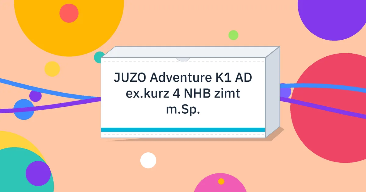 Symbolbild: Packung mit der Aufschrift JUZO Adventure K1 AD ex.kurz 4 NHB zimt m.Sp. (PZN 16493708) – Verfügbarkeit und Bezug in Apotheken in Frankfurt am Main