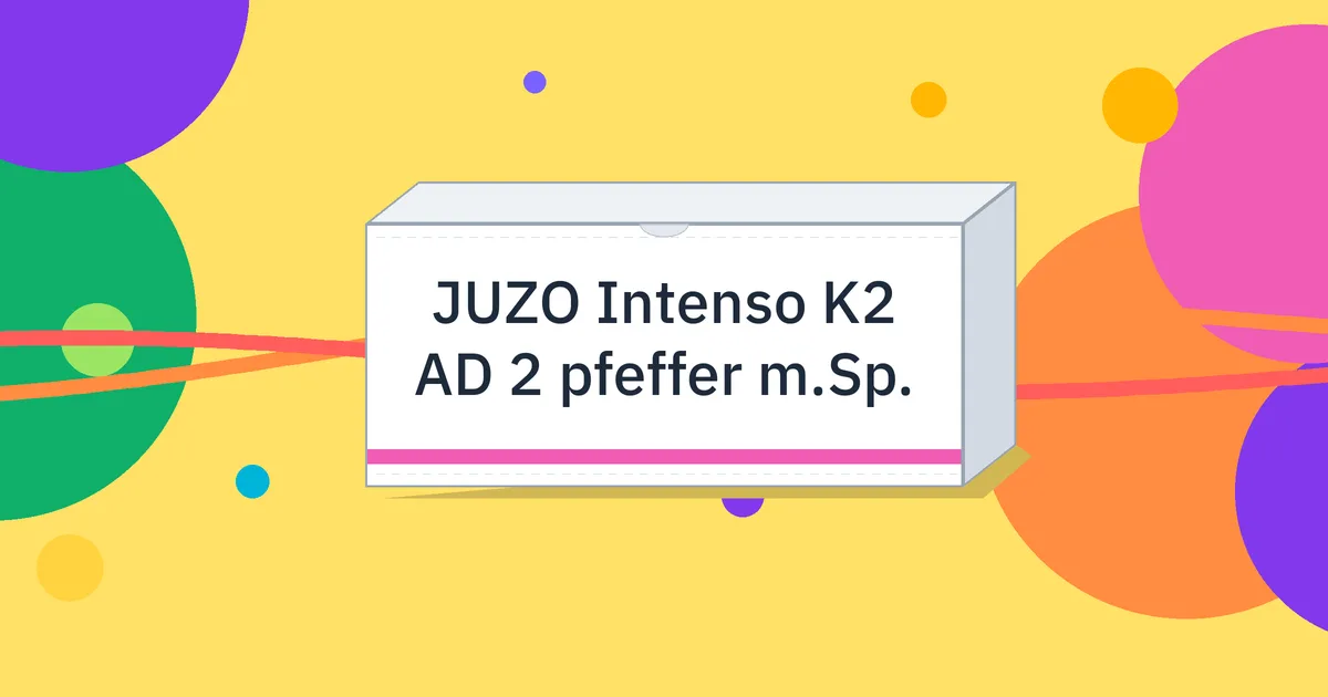 Symbolbild: Packung mit der Aufschrift JUZO Intenso K2 AD 2 pfeffer m.Sp. (PZN 18606074) – Verfügbarkeit und Bezug in Apotheken in Frankfurt am Main