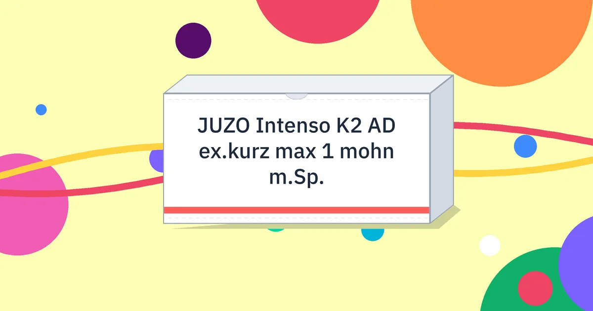 Symbolbild: Packung mit der Aufschrift JUZO Intenso K2 AD ex.kurz max 1 mohn m.Sp. (PZN 18607027) – Verfügbarkeit und Bezug in Apotheken in Frankfurt am Main