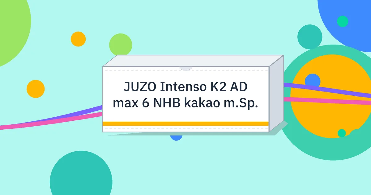 Symbolbild: Packung mit der Aufschrift JUZO Intenso K2 AD max 6 NHB kakao m.Sp. (PZN 18613068) – Verfügbarkeit und Bezug in Apotheken in Frankfurt am Main