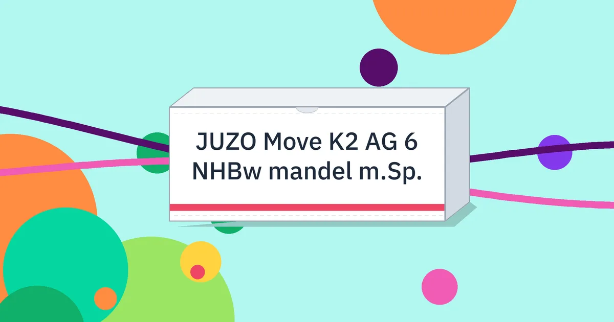 Symbolbild: Packung mit der Aufschrift JUZO Move K2 AG 6 NHBw mandel m.Sp. (PZN 16640569) – Verfügbarkeit und Bezug in Apotheken in Frankfurt am Main