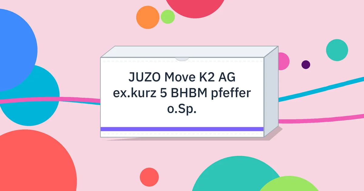 Symbolbild: Packung mit der Aufschrift JUZO Move K2 AG ex.kurz 5 BHBM pfeffer o.Sp. (PZN 16648329) – Verfügbarkeit und Bezug in Apotheken in Frankfurt am Main