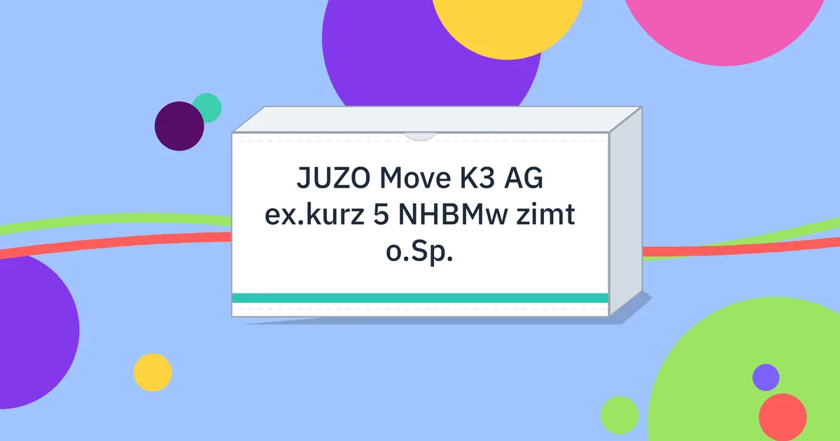 Symbolbild: Packung mit der Aufschrift JUZO Move K3 AG ex.kurz 5 NHBMw zimt o.Sp. (PZN 18584898) – Verfügbarkeit und Bezug in Apotheken in Frankfurt am Main