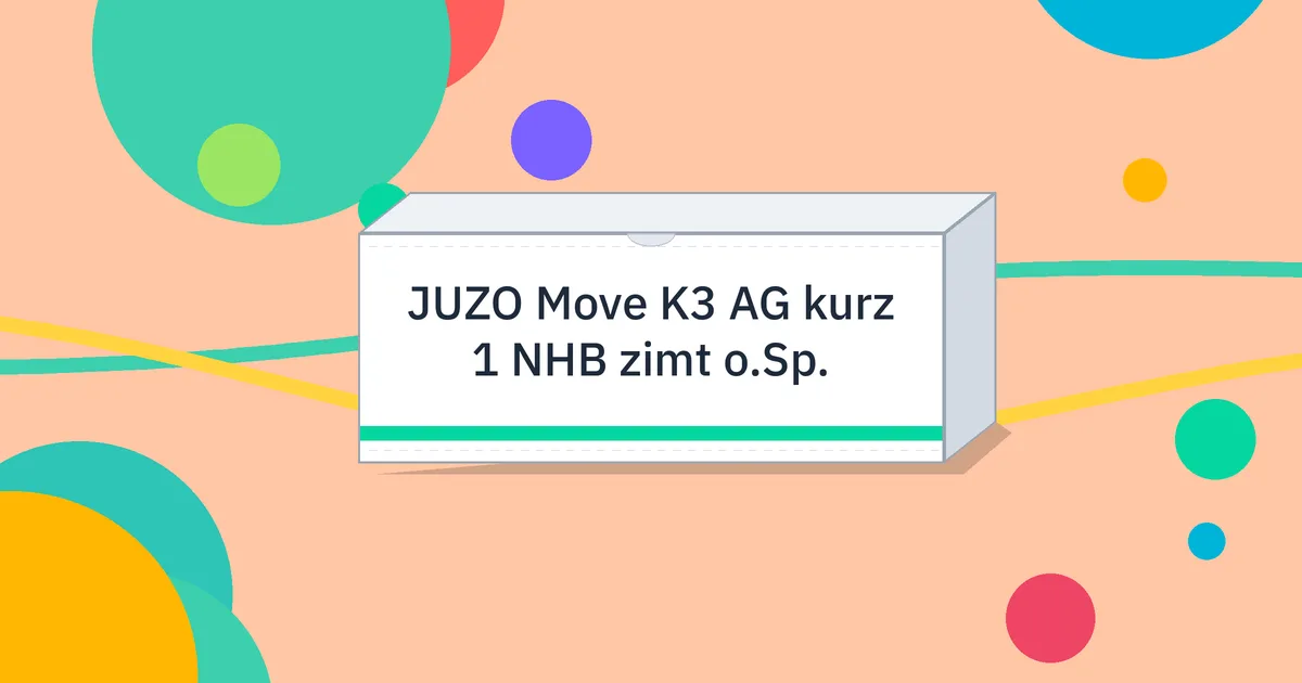 Symbolbild: Packung mit der Aufschrift JUZO Move K3 AG kurz 1 NHB zimt o.Sp. (PZN 18581109) – Verfügbarkeit und Bezug in Apotheken in Frankfurt am Main