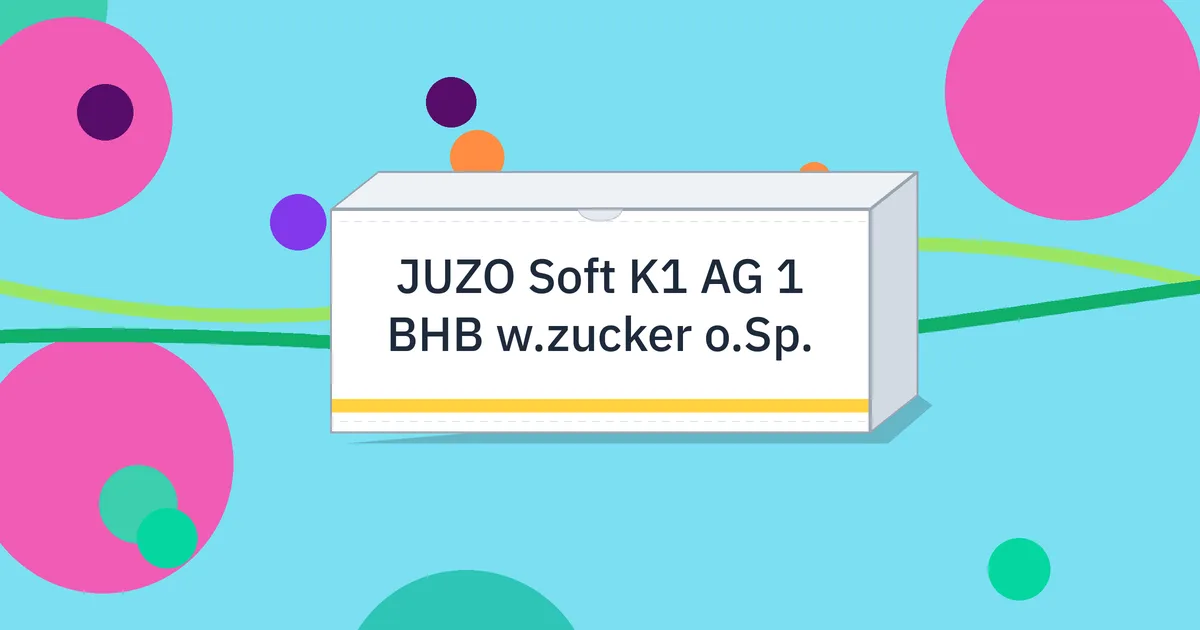 Symbolbild: Packung mit der Aufschrift JUZO Soft K1 AG 1 BHB w.zucker o.Sp. (PZN 14837144) – Verfügbarkeit und Bezug in Apotheken in Frankfurt am Main