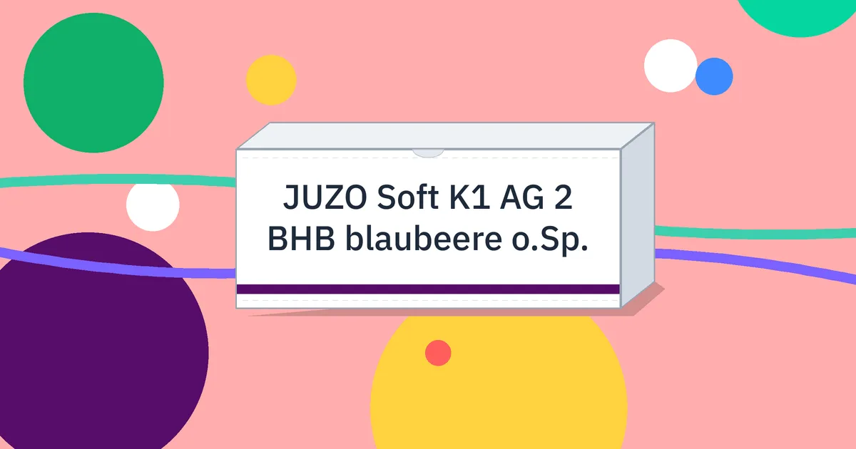 Symbolbild: Packung mit der Aufschrift JUZO Soft K1 AG 2 BHB blaubeere o.Sp. (PZN 14821628) – Verfügbarkeit und Bezug in Apotheken in Frankfurt am Main