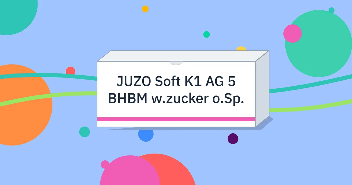 Symbolbild: Packung mit der Aufschrift JUZO Soft K1 AG 5 BHBM w.zucker o.Sp. (PZN 14864649) – Verfügbarkeit und Bezug in Apotheken in Frankfurt am Main