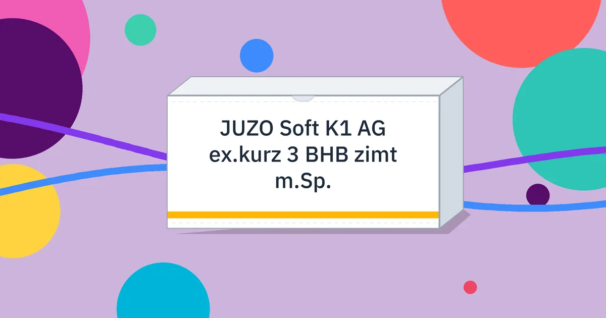 Symbolbild: Packung mit der Aufschrift JUZO Soft K1 AG ex.kurz 3 BHB zimt m.Sp. (PZN 14823403) – Verfügbarkeit und Bezug in Apotheken in Frankfurt am Main