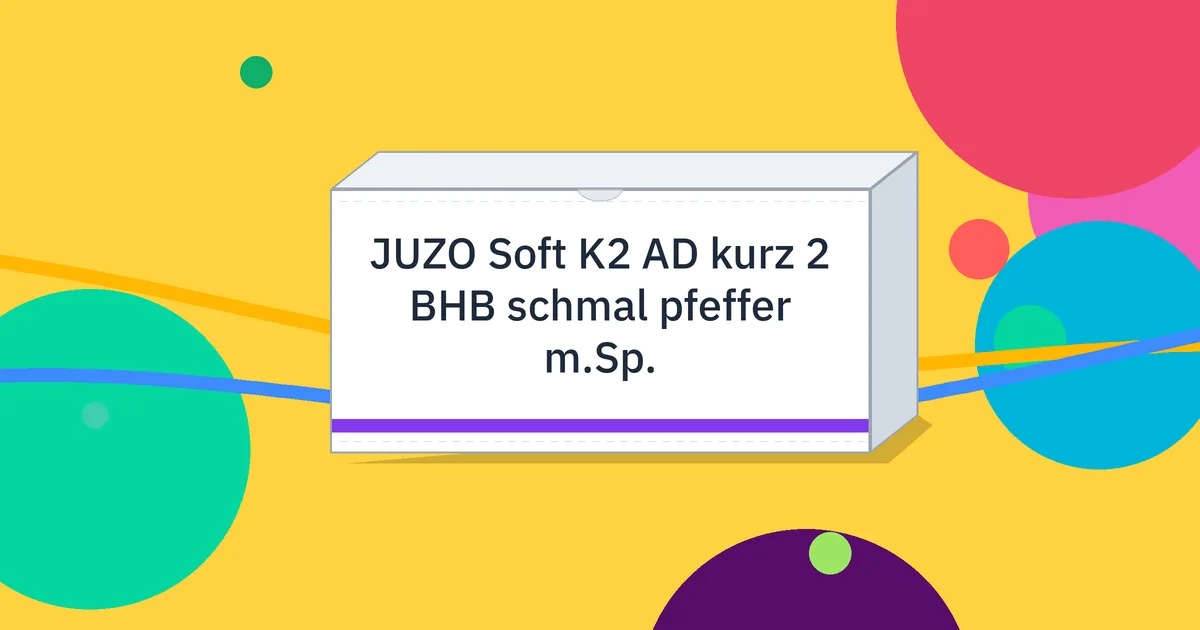 Symbolbild: Packung mit der Aufschrift JUZO Soft K2 AD kurz 2 BHB schmal pfeffer m.Sp. (PZN 15465549) – Verfügbarkeit und Bezug in Apotheken in Frankfurt am Main